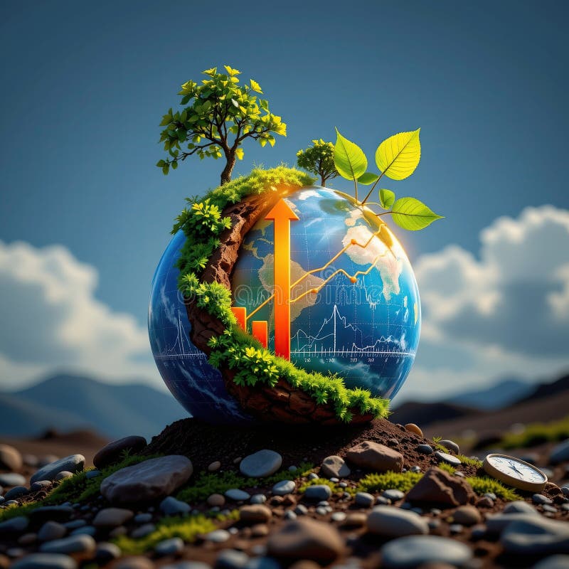 Subtle Digital Concept of Earth with Growth and Sustainability Themes ...