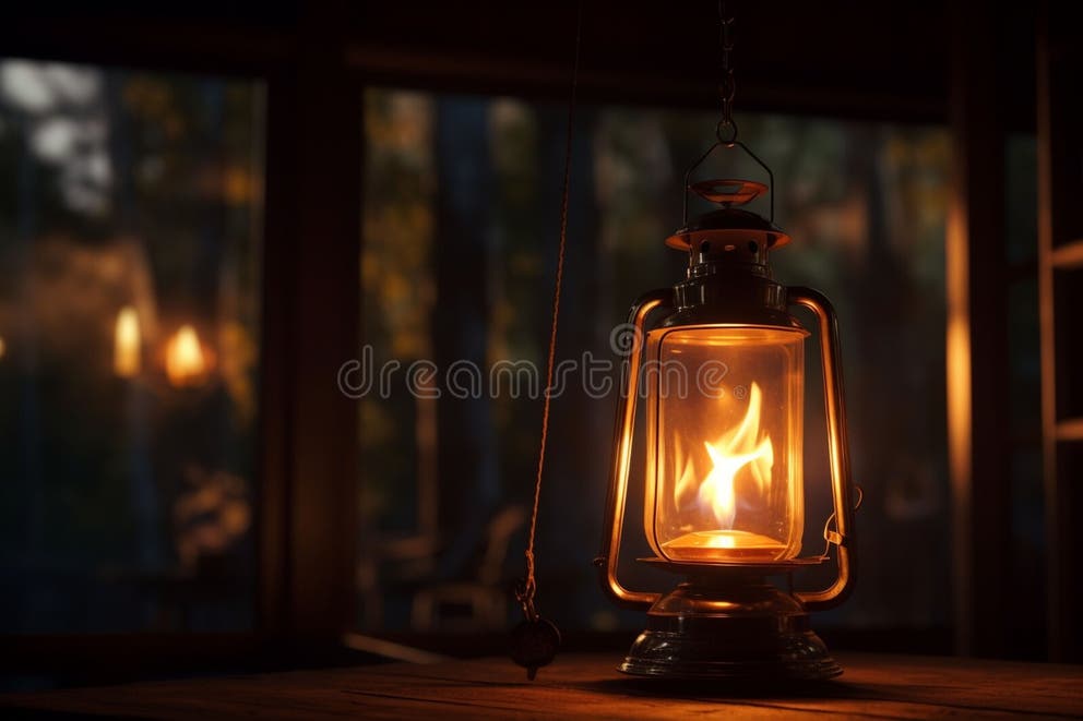 Subtle Flames Gently Flickering in a Candlelit Lan Stock Illustration ...