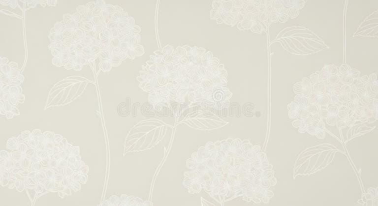 Subtle Floral Wallpaper Features a Pattern of Hydrangea (Hydrangea ...