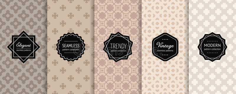 Subtle Geometric Seamless Patterns Collection. Vector Minimal Floral ...