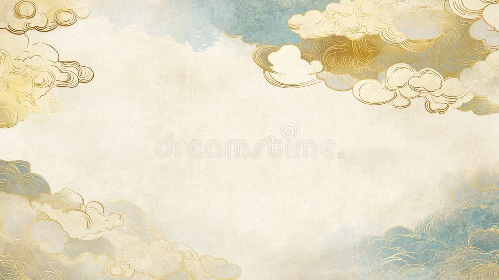 Subtle Gold and Blue Clouds Abstract Background Stock Illustration ...