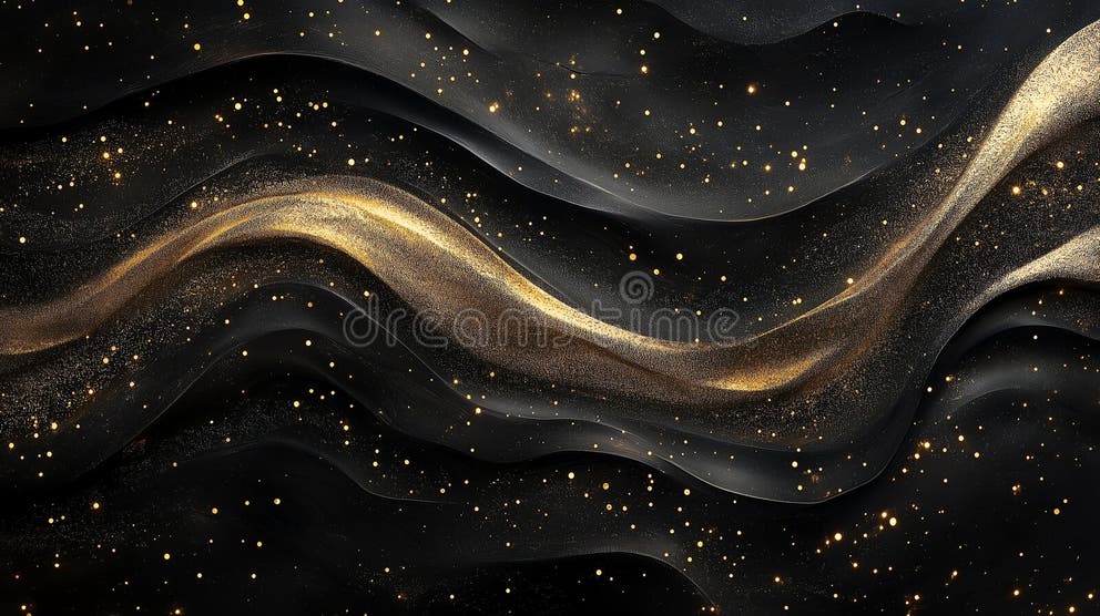 Subtle Gold Glitter Wave Texture on Black Background for Minimalist ...