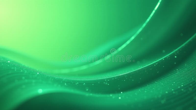 Subtle Green Waves with Sparkling Particles in Motion Stock ...