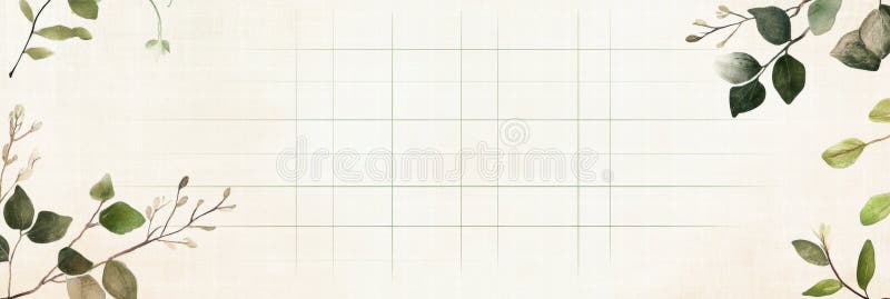 Minimalist Planner Layout with Subtle Grid Design and Botanical Accents ...