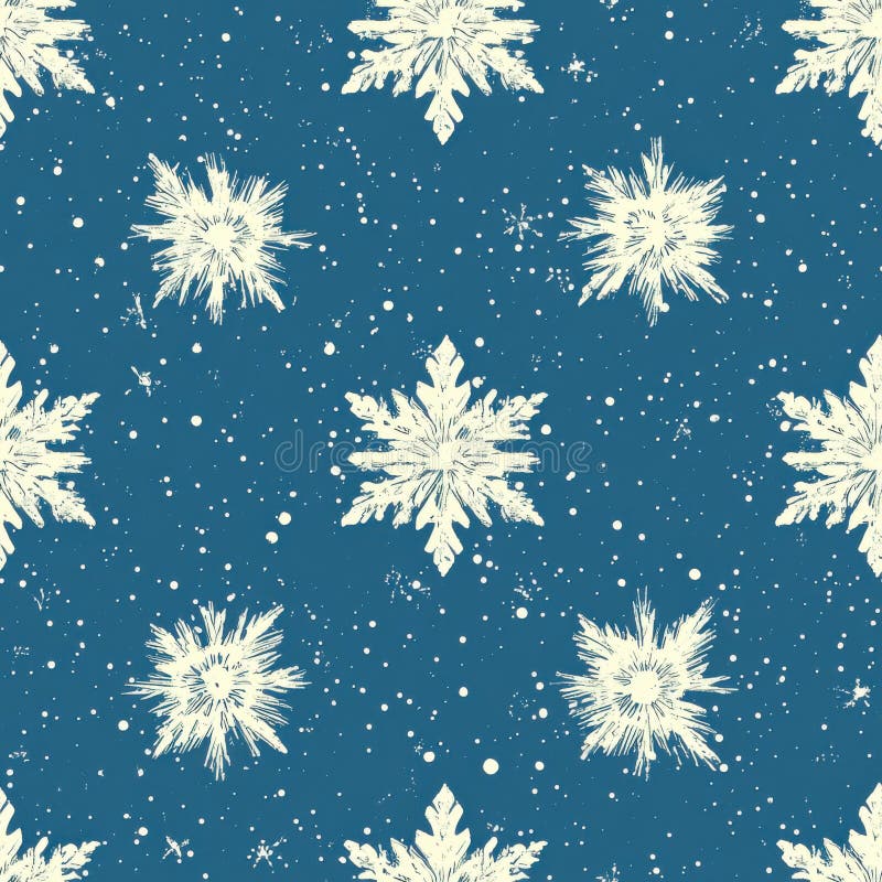Subtle Hand Drawn Snowflakes Scattered Across Blue Background Stock ...