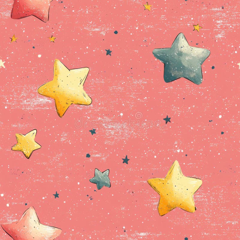 Subtle Hand Drawn Stars Scattered on Pastel Pink Background Stock ...