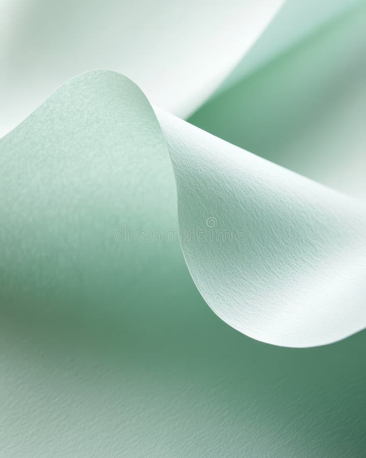 Subtle Layers of Green Paper Gently Curling in Soft Light for Artistic ...
