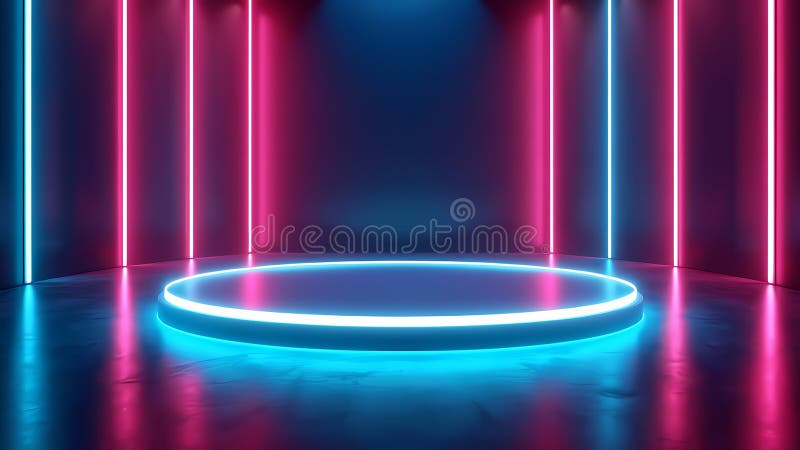 Subtle Mist Neon Stage with Modern Aesthetic Appeal Stock Illustration ...