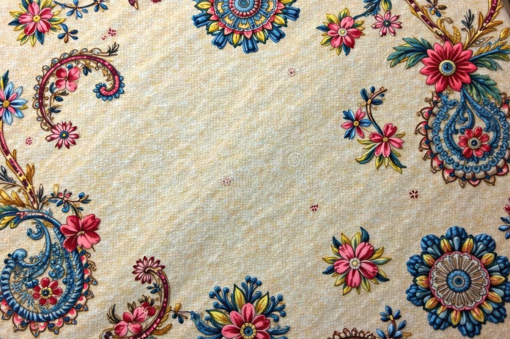 Subtle Muted Paisley Pattern on Textured Linen Background , Beige ...