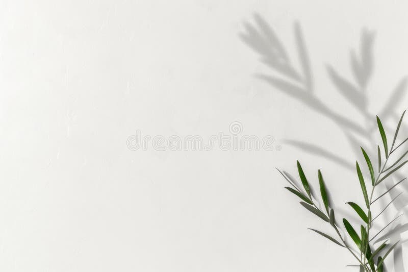 Subtle Nature Abstraction: Gray Shadows & Delicate Grass on White Wall ...