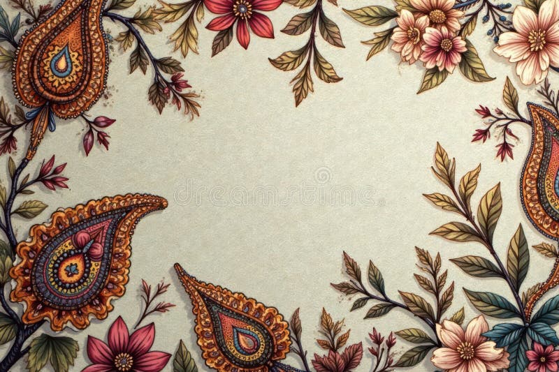 Subtle Paisley Pattern in Muted Earth Tones on Linen Texture, Earth ...