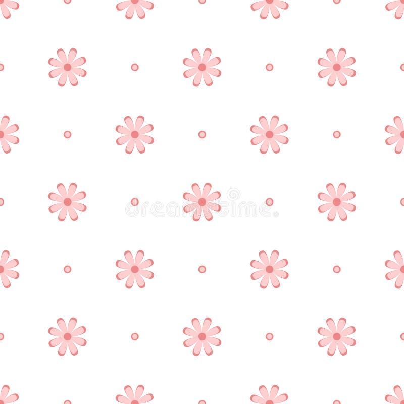 Subtle Pink Flowers on White, Simple Seamless Pattern, Vector Stock ...
