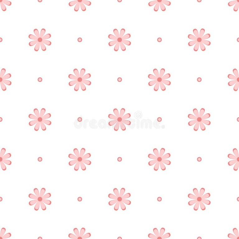 Subtle Pink Flowers on White, Simple Seamless Pattern, Vector Stock ...