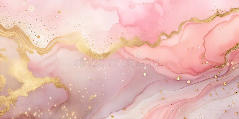 Subtle Pink Marble with Golden Veins Forming Graceful Wave Patterns ...