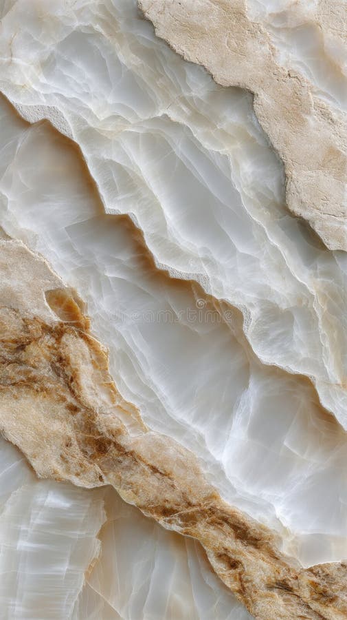 Subtle Texture of White and Tan Marble Stone Slab with Jagged Edges for ...