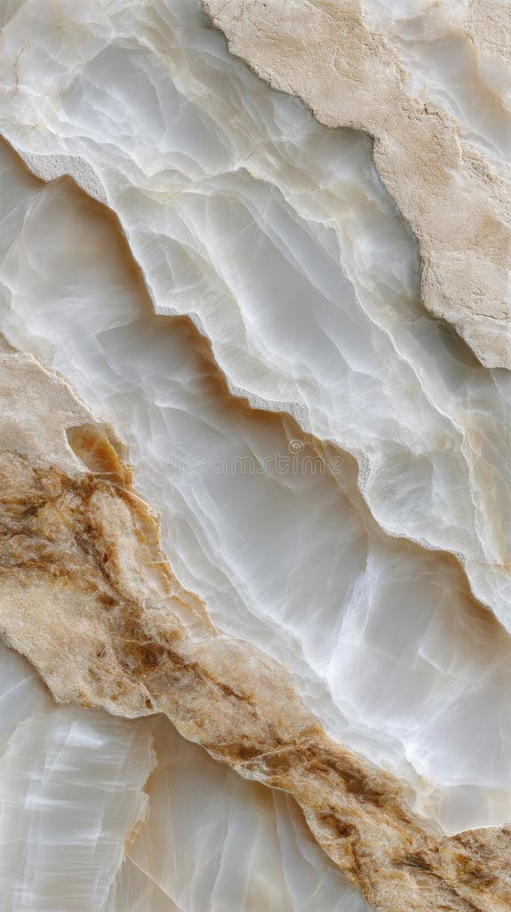 Subtle Texture of White and Tan Marble Stone Slab with Jagged Edges for ...