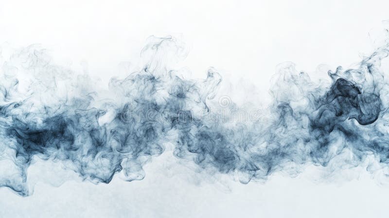 A Subtle Wave of Blue Smoke Gracefully Flowing Across a Clean White ...