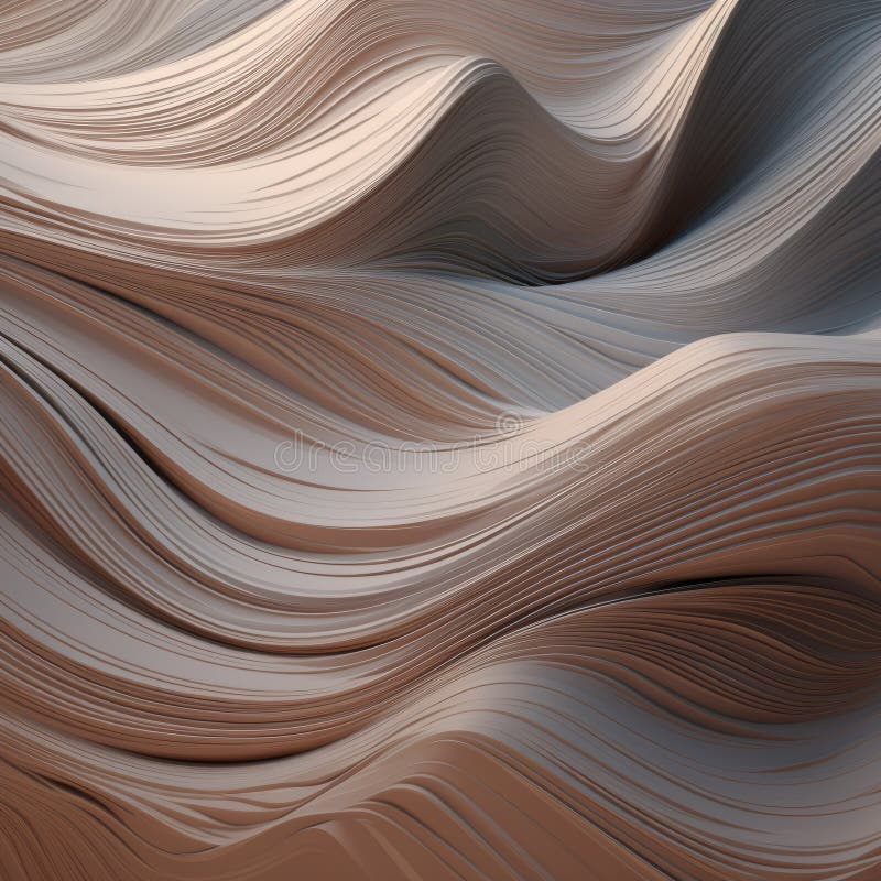 Subtle Waves and Curves: a Captivating 3d Image in Earthy Tones Stock ...