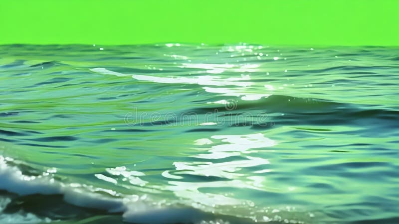 Subtle Waves Reflecting Light in a Serene Scene. Green Screen Chromakey ...