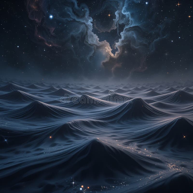 Subtle Waves and Undulations Across a Dark, Starry Space. Stock ...