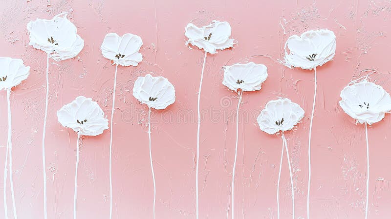 Subtle White Abstract Florals on a Pale Pink Background, Creating a ...