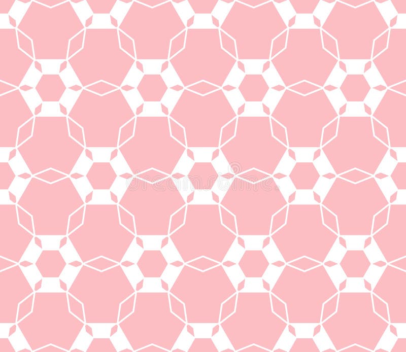 Subtle White and Pink Vector Geometric Seamless Pattern with Hexagonal ...