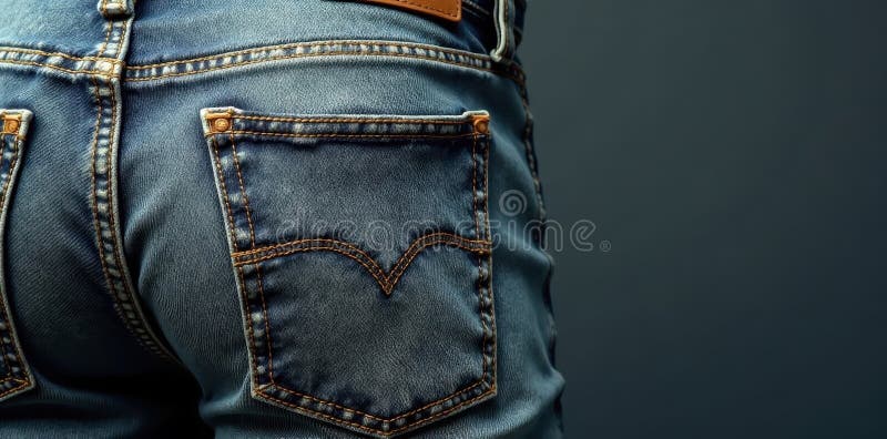 Subtle Woven Texture of a Gray Denim Back Pocket Against a Gray Denim ...