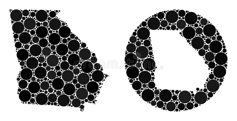 Subtracted and Usual Collage Georgia State Map of Spheres Stock Vector ...