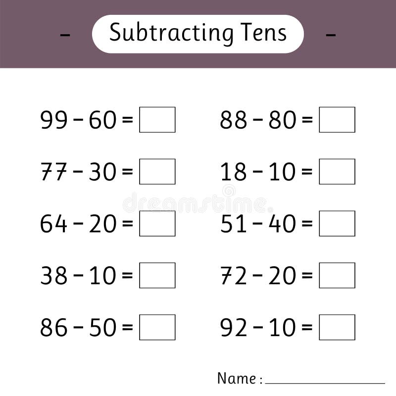 Subtracting Tens. Math Worksheets for Kids. Mathematics. School ...