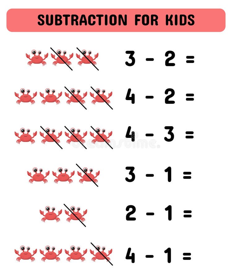 Subtraction Game with Crabs. Educational Math Game for Preschoolers ...