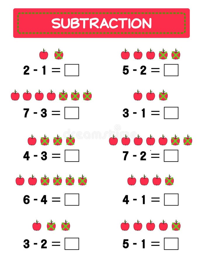 Subtraction. Math Worksheet for Kids. Developing Numeracy Skills. Solve ...