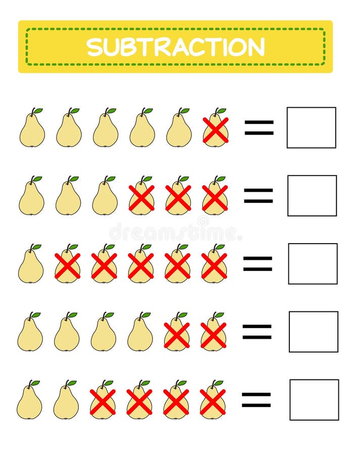 Subtraction. Math Worksheet for Kids. Developing Numeracy Skills. Solve ...
