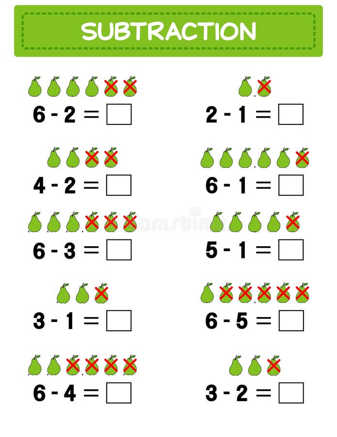 Subtraction. Math Worksheet for Kids. Developing Numeracy Skills. Solve ...