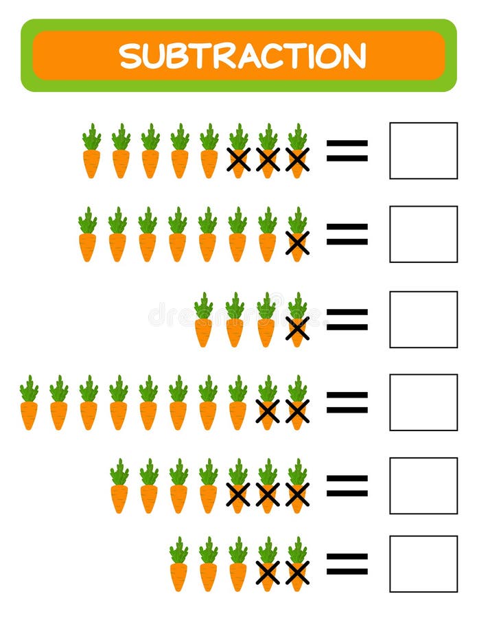 Subtraction. Math Worksheet for Kids. Developing Numeracy Skills. Solve ...