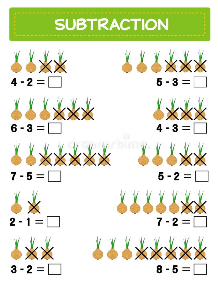 Subtraction. Math Worksheet for Kids. Developing Numeracy Skills. Solve ...