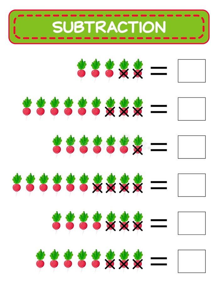 Subtraction. Math Worksheet for Kids. Developing Numeracy Skills. Solve ...
