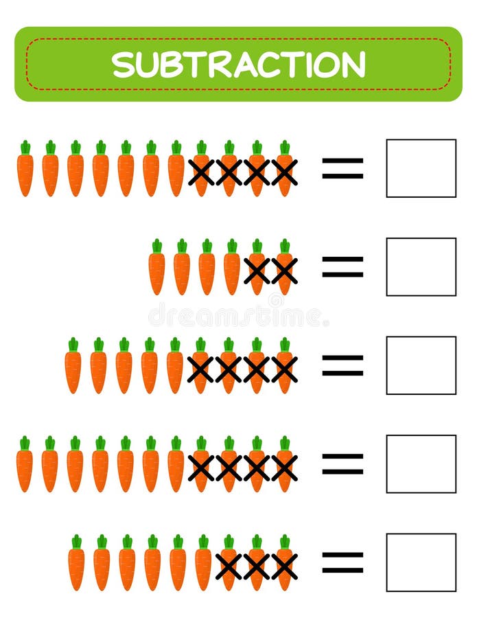 Subtraction. Math Worksheet for Kids. Developing Numeracy Skills. Solve ...