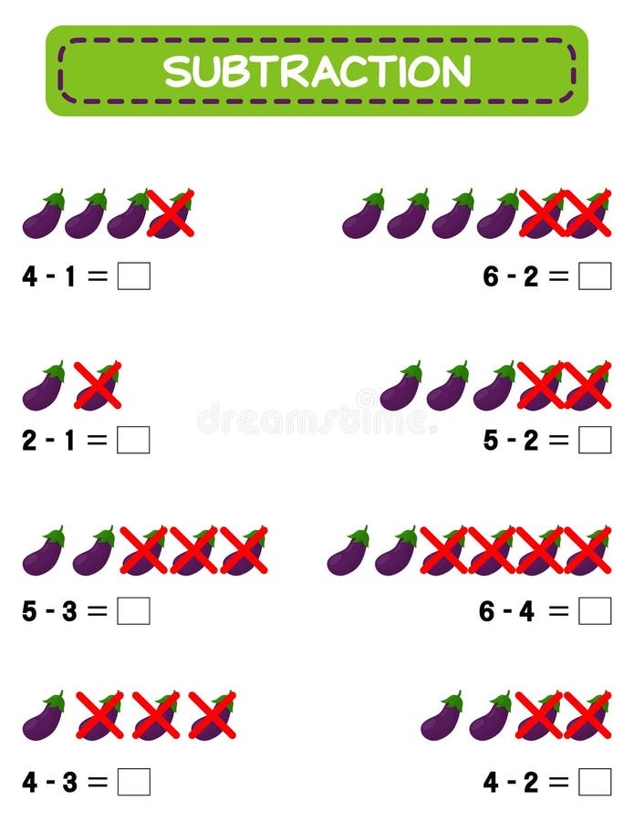 Subtraction. Math Worksheet for Kids. Developing Numeracy Skills. Solve ...