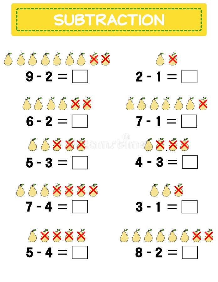 Subtraction. Math Worksheet for Kids. Developing Numeracy Skills. Solve ...