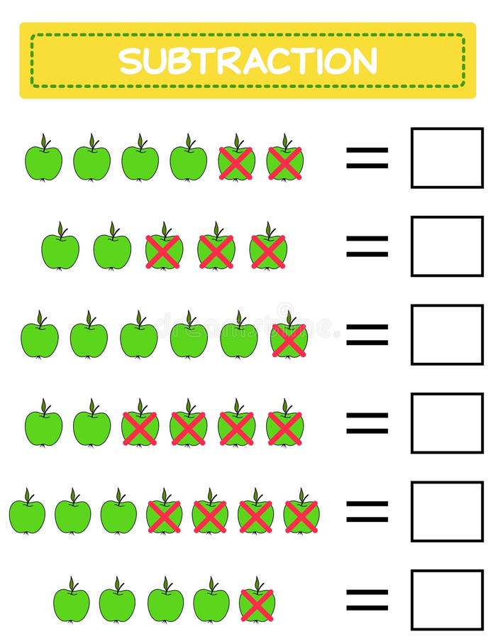 Subtraction. Math Worksheet for Kids. Developing Numeracy Skills. Solve ...
