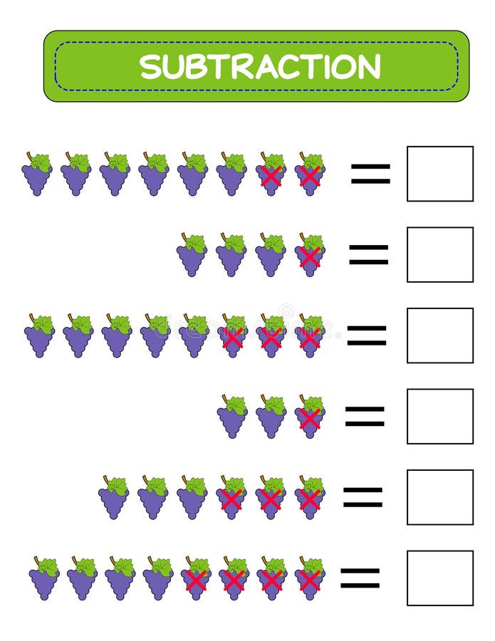 Subtraction. Math Worksheet for Kids. Developing Numeracy Skills. Solve ...