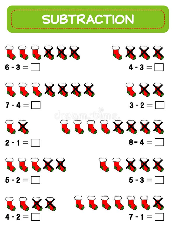 Subtraction. Math Worksheet for Kids. Developing Numeracy Skills. Solve ...