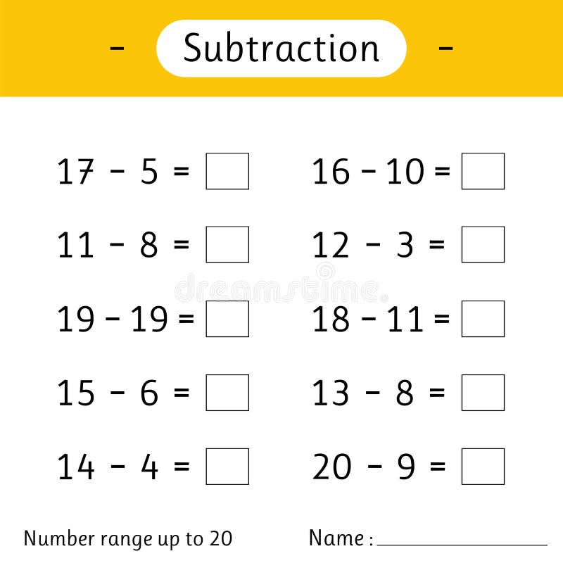 Subtraction. Number Range Up To 10. Math Worksheet for Kids. Developing ...