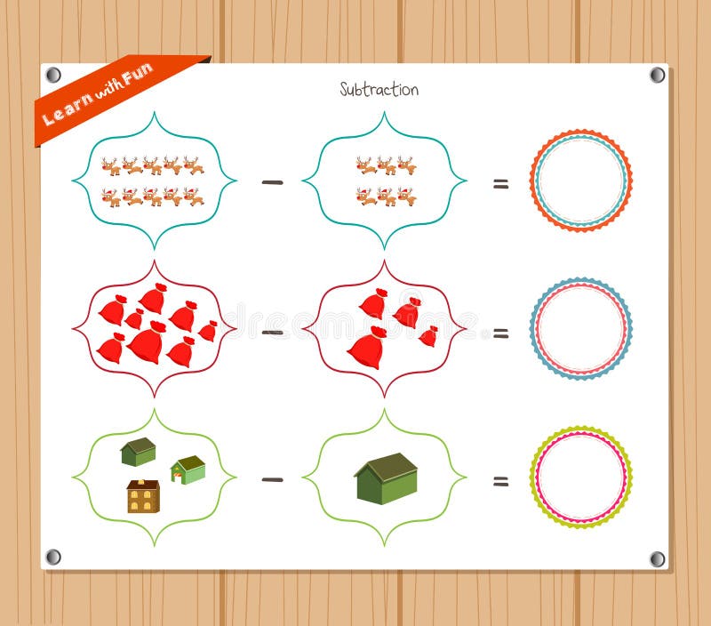Subtraction Number - Worksheet for Education Stock Illustration ...