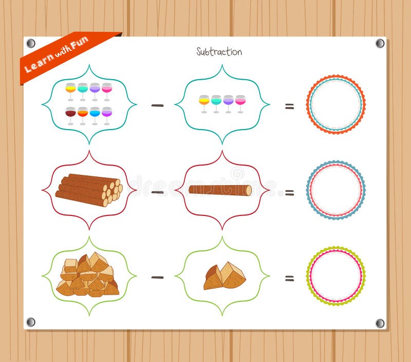 Subtraction Number - Worksheet for Education Stock Illustration ...