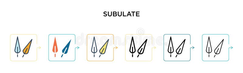 Subulate Vector Icon in 6 Different Modern Styles. Black, Two Colored ...