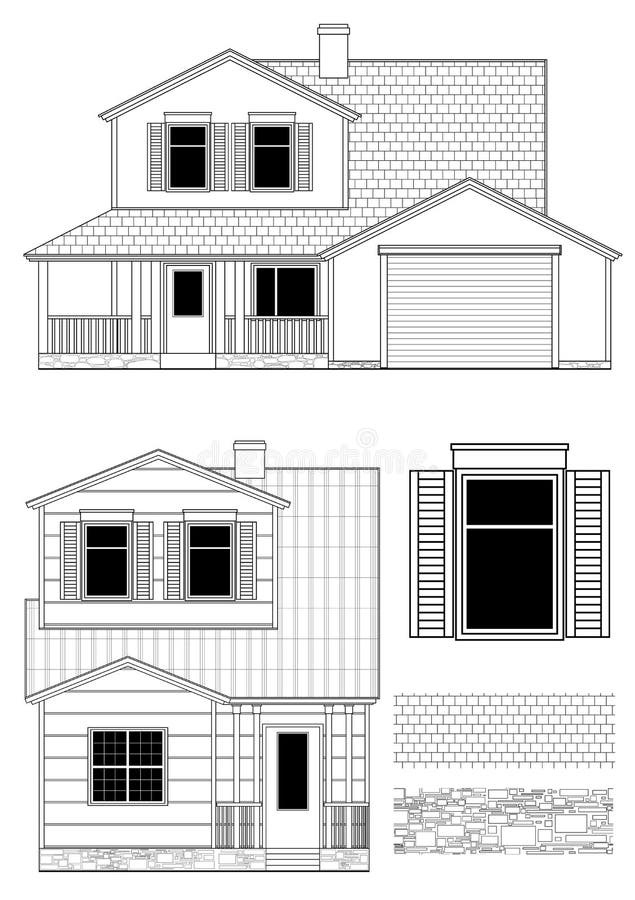 Suburb house and textures stock vector. Illustration of cartoon - 22893706