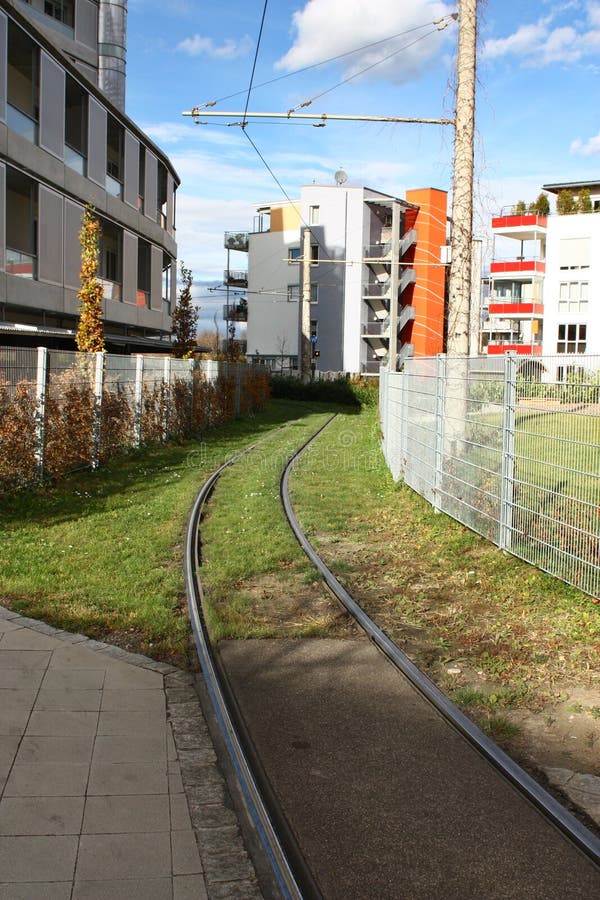 Suburb tramway rail street stock photo. Image of railing - 17045838