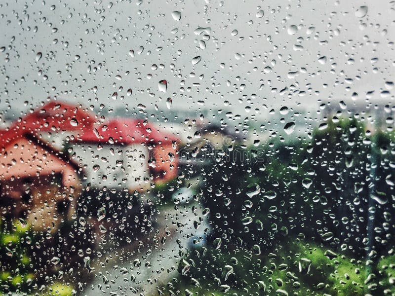 Suburban Area through a Wet Window Stock Photo - Image of drops, area ...