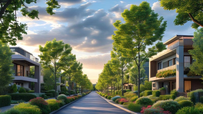 Suburban Dream Homes stock illustration. Illustration of suburban ...